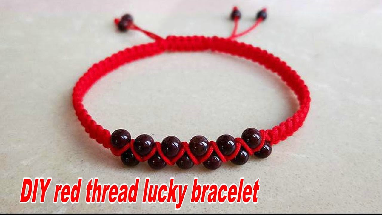 DIY Red String Bracelet Tutorial with Corn Knots